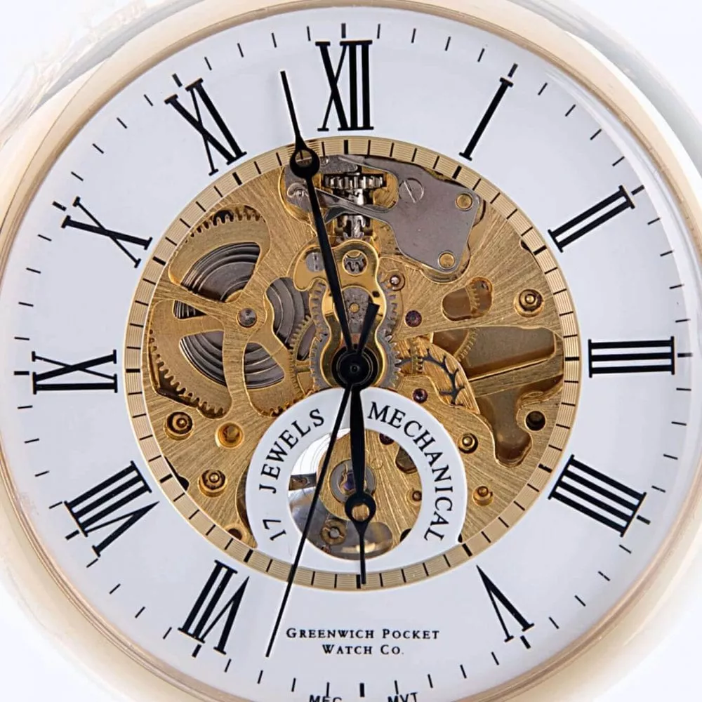 The Eltham - Gold Mechanical Open Face Pocket Watch GPW249 | Greenwich ...